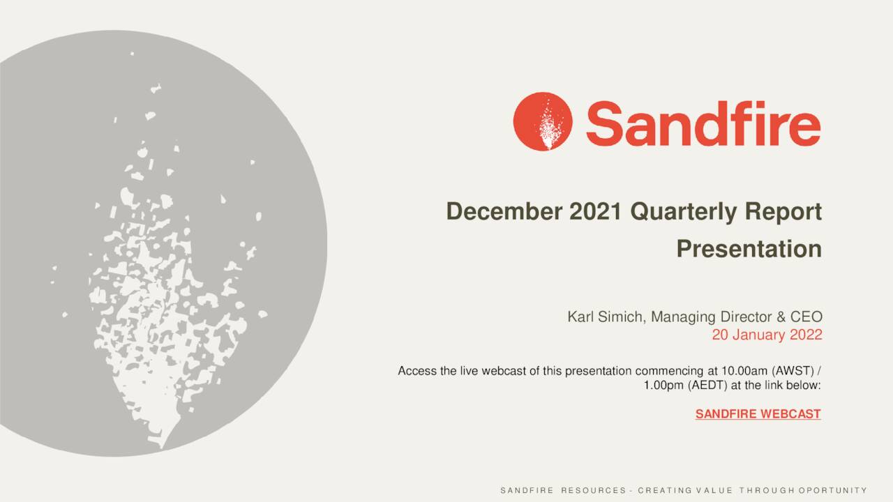 Sandfire Resources Limited 2021 Q4 - Results - Earnings Call ...
