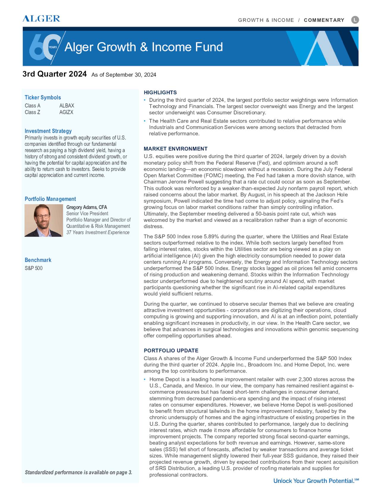 Alger Growth & Income Fund Q3 2024 Commentary (Mutual Fund:AGIZX ...