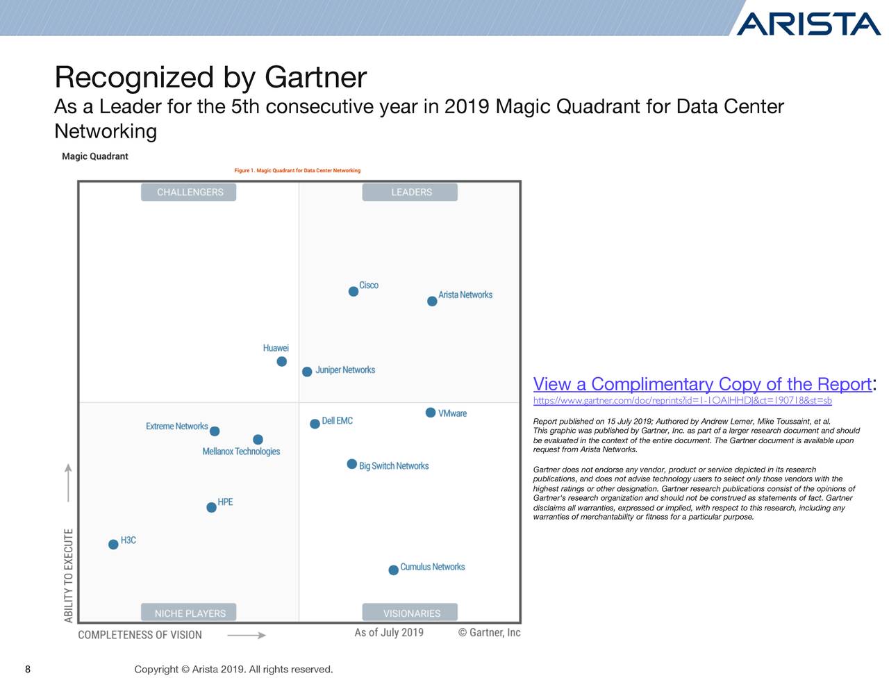 Arista Networks, Inc. 2019 Q3 - Results - Earnings Call Presentation (NYSE:ANET) | Seeking Alpha