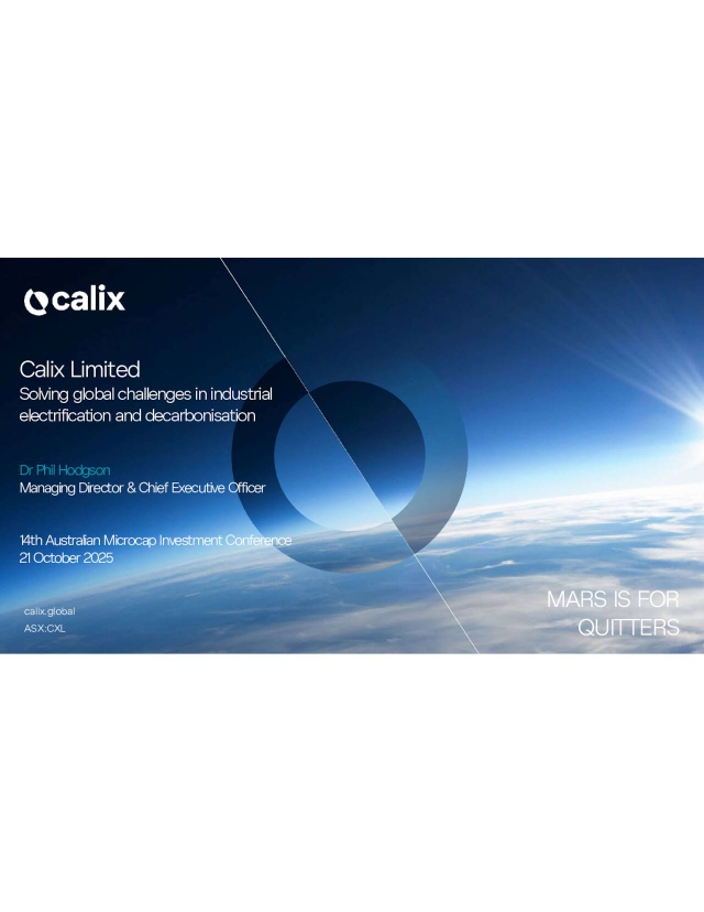 Calix Limited (CLXLF) Presents at Annual Microcap Investment conference ...