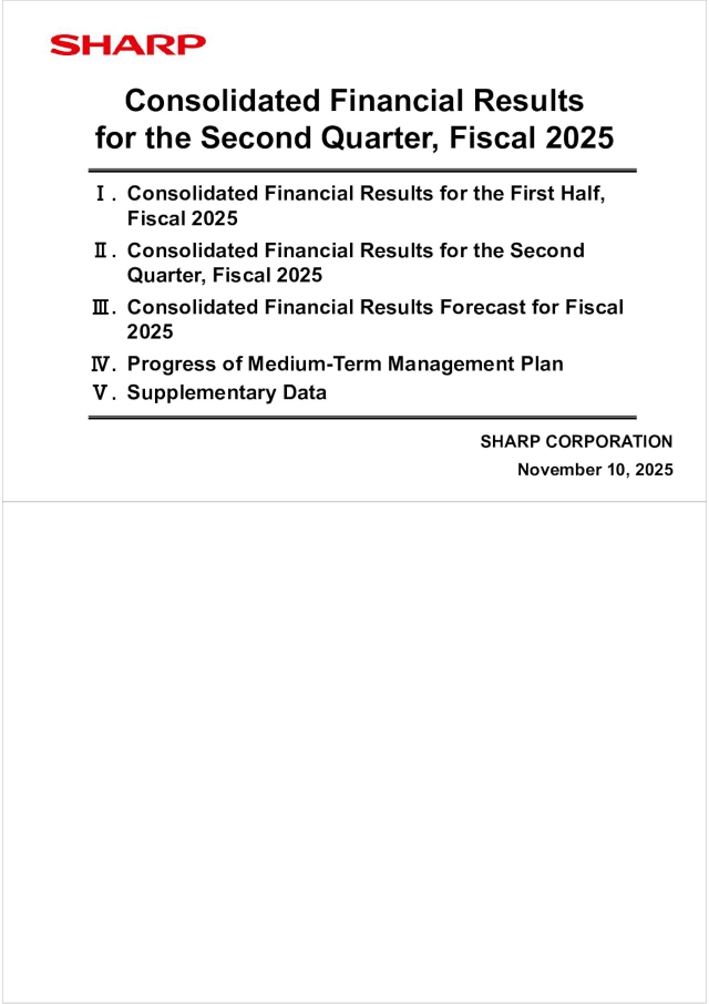 Sharp Corporation 2026 Q2 - Results - Earnings Call Presentation ...