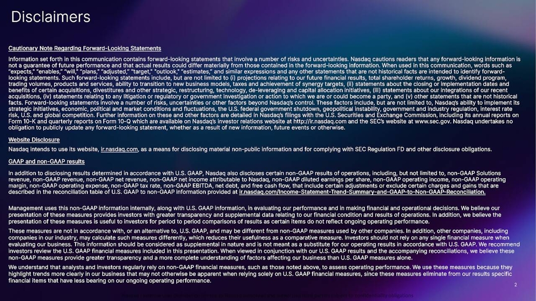 Nasdaq, Inc. 2025 Q3 - Results - Earnings Call Presentation (NASDAQ ...