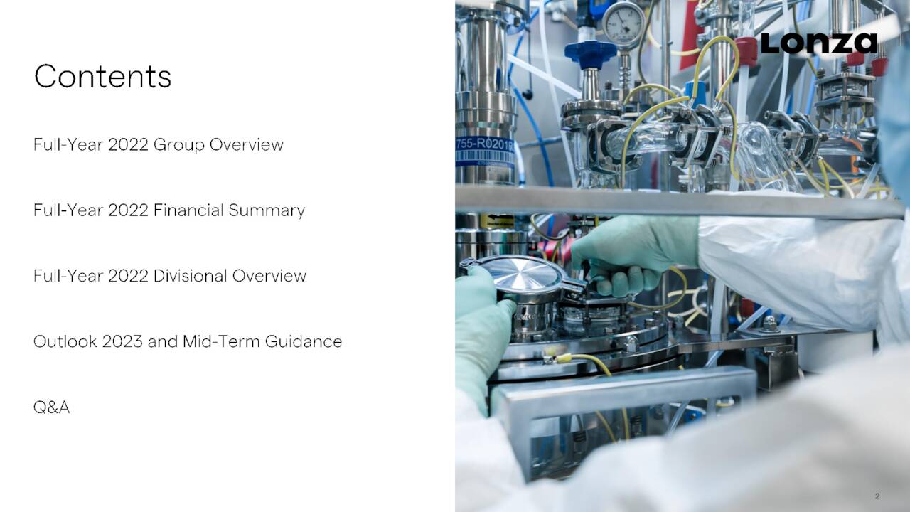 Lonza Group AG 2022 Q4 - Results - Earnings Call Presentation (OTCMKTS:LZAGY) | Seeking Alpha