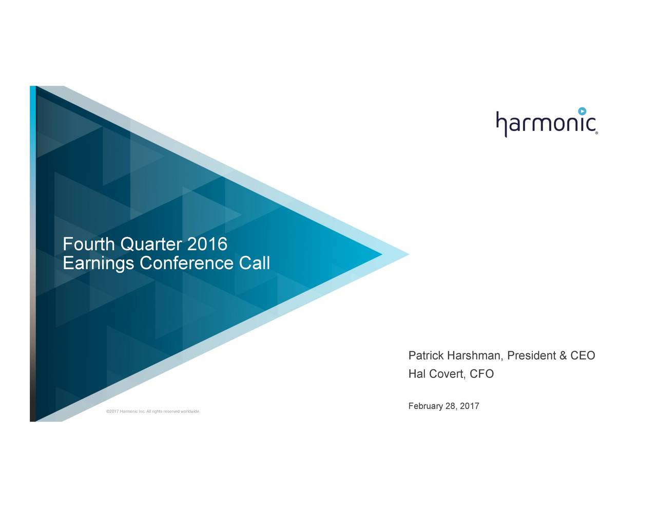 Harmonic Inc. 2016 Q4 - Results - Earnings Call Slides (NASDAQ:HLIT ...