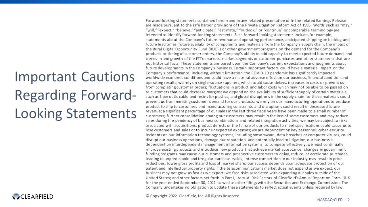 Clearfield (CLFD) Investor Presentation - Slideshow (NASDAQ:CLFD) | Seeking Alpha