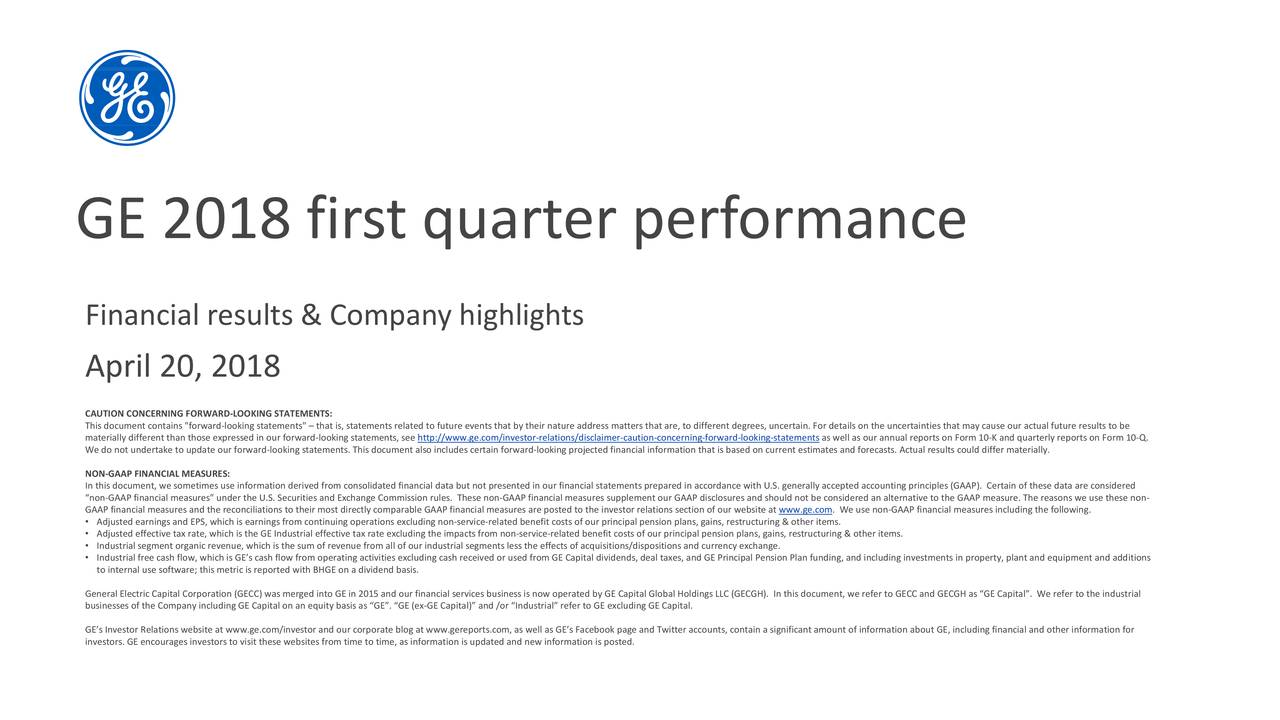 General Electric Company 2018 Q1 - Results - Earnings Call Slides (NYSE ...