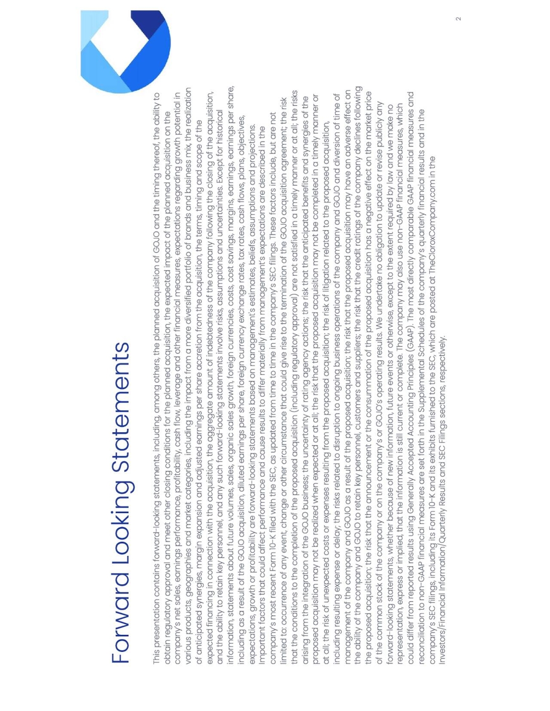 The Clorox Company (CLX) GOJO Industries, Inc., - M&A Call - Slideshow ...