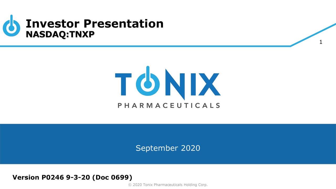 Tonix Pharmaceuticals Holding (TNXP) Investor Presentation - Slideshow ...