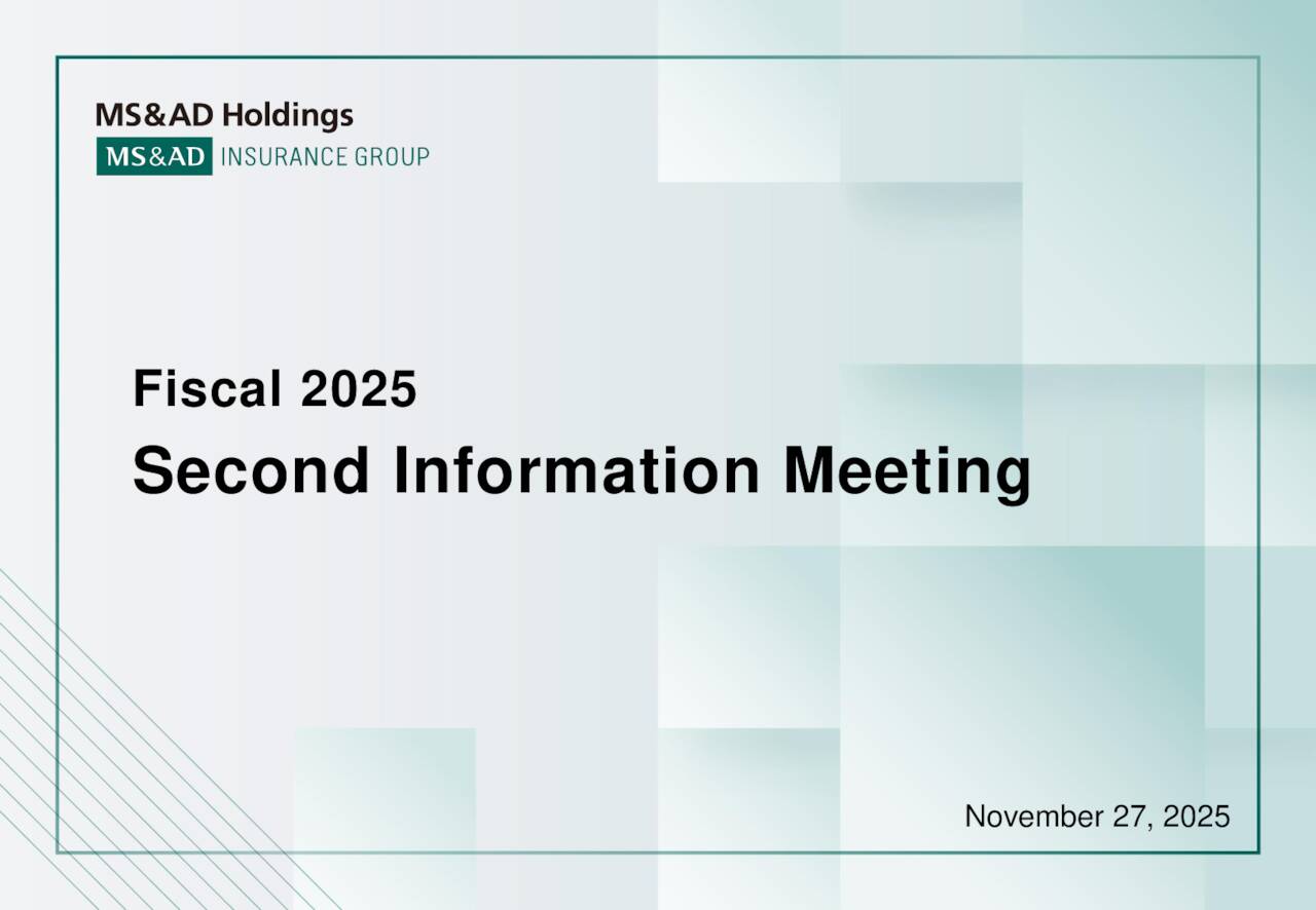MS&AD Insurance Group Holdings, Inc. (MSADY) Discusses Planned Merger ...