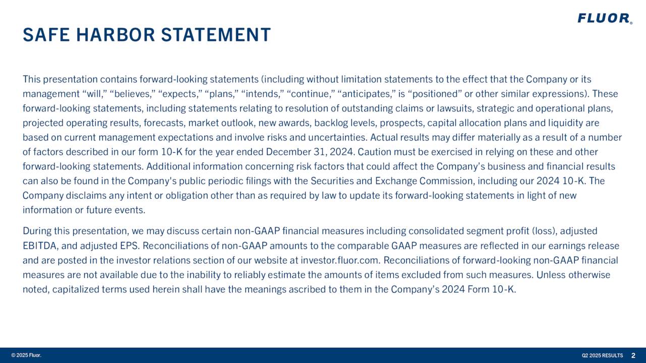 Fluor Corporation 2025 Q2 - Results - Earnings Call Presentation (NYSE ...