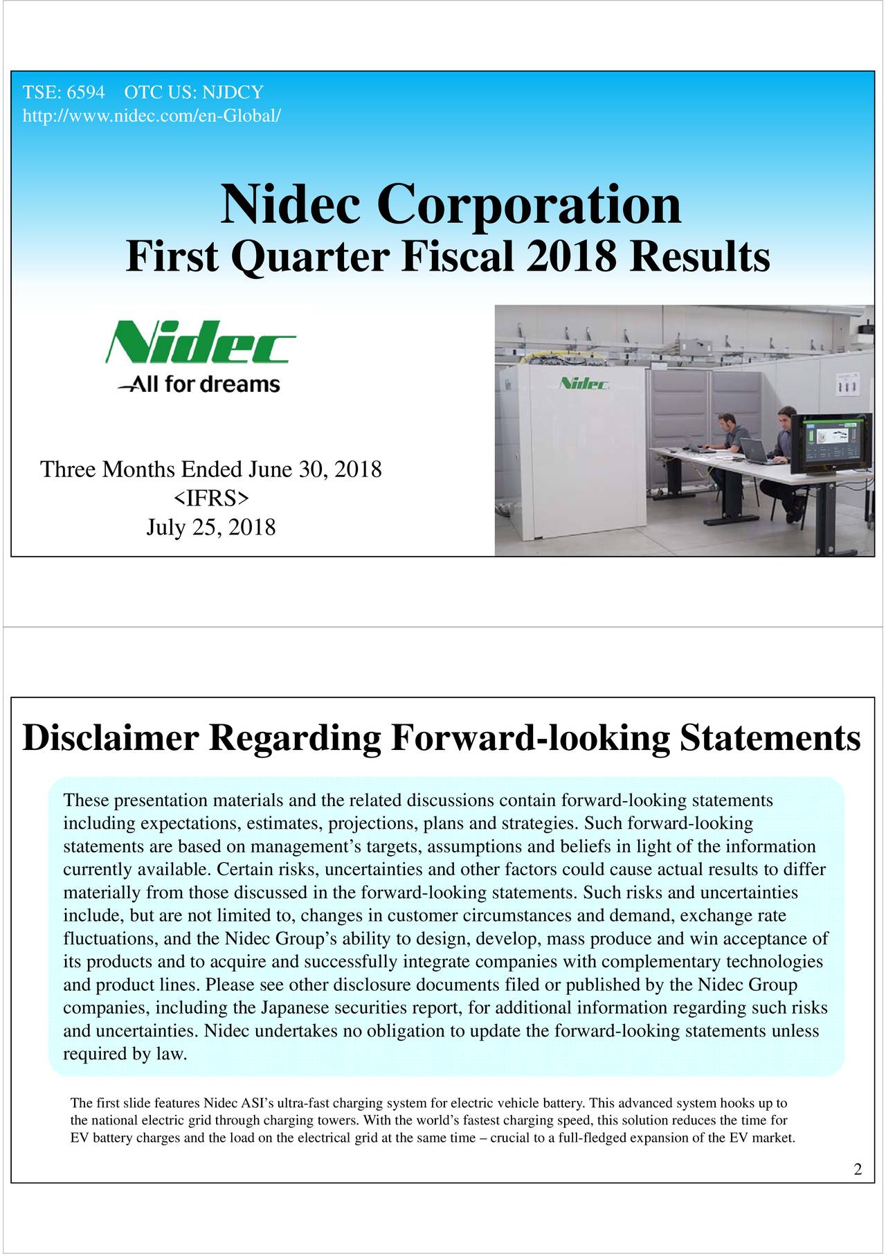 Nidec Corp. ADR 2018 Q1 - Results - Earnings Call Slides (OTCMKTS:NJDCY ...