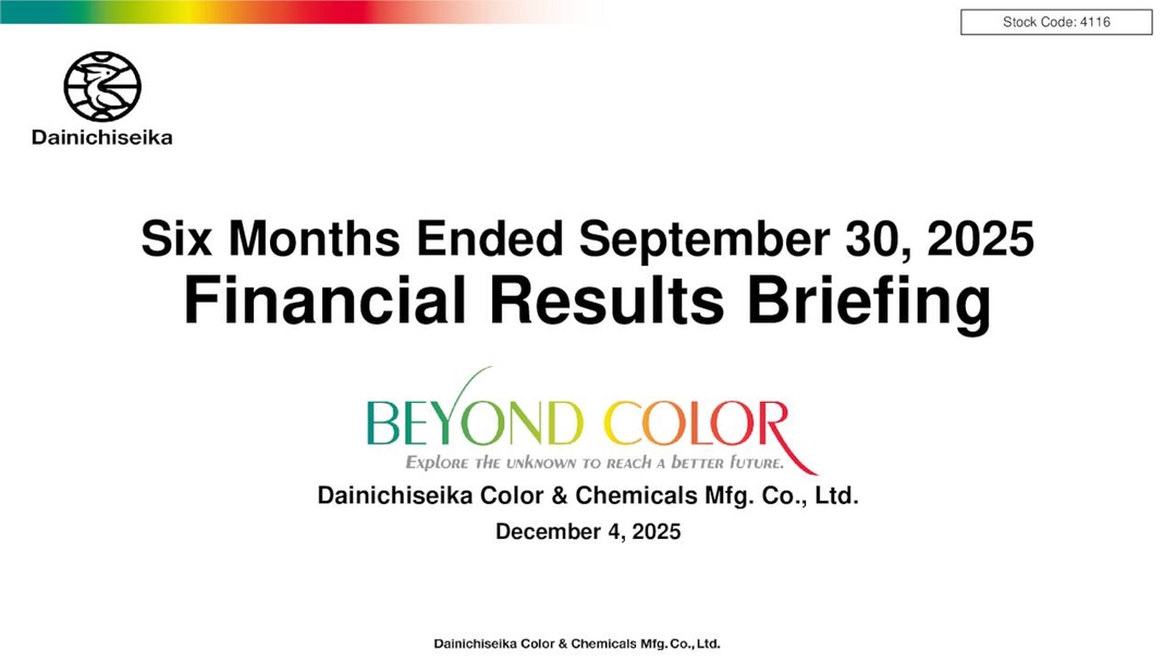 Dainichiseika Color & Chemicals Mfg. Co., Ltd. 2026 Q2 - Results ...