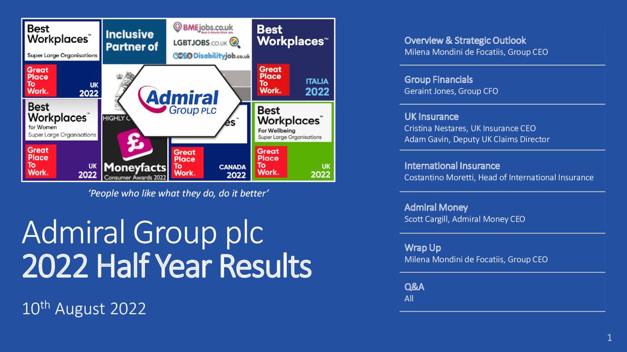 Admiral Group plc 2022 Q2 - Results - Earnings Call Presentation (OTCMKTS:AMIGF) | Seeking Alpha