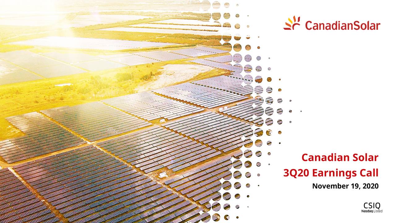 Canadian Solar Inc. 2020 Q3 - Results - Earnings Call Presentation ...