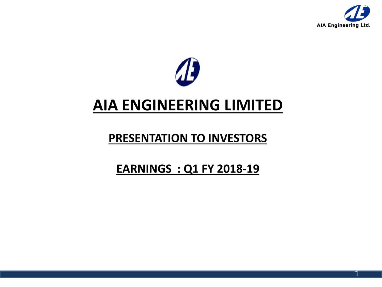 Aia Engineering, Ltd. ADR 2019 Q1 - Results - Earnings Call Slides ...