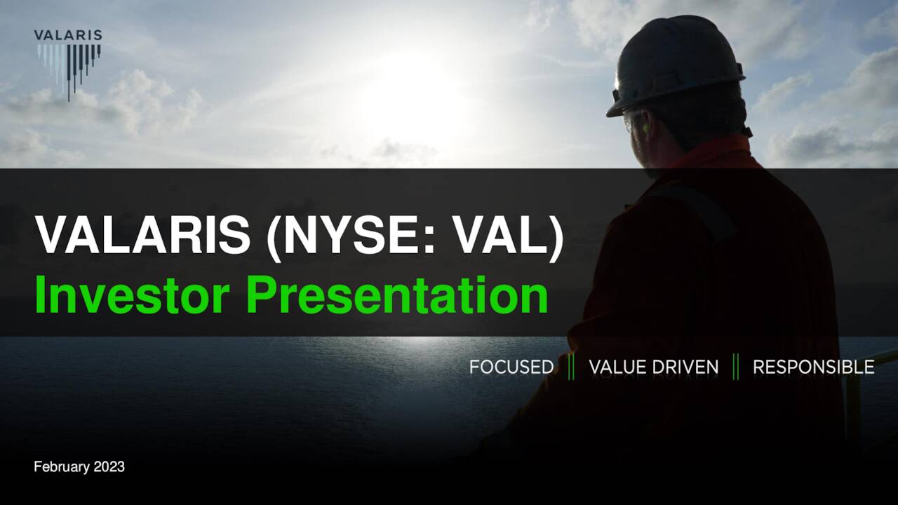 Valaris (VAL) Investor Presentation- Slideshow (NYSE:VAL) | Seeking Alpha