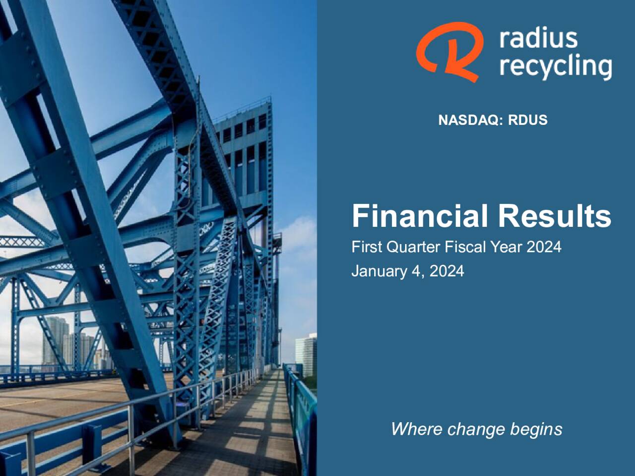 Schnitzer Steel Industries, Inc. 2024 Q1 - Results - Earnings Call Presentation (NASDAQ:RDUS ...