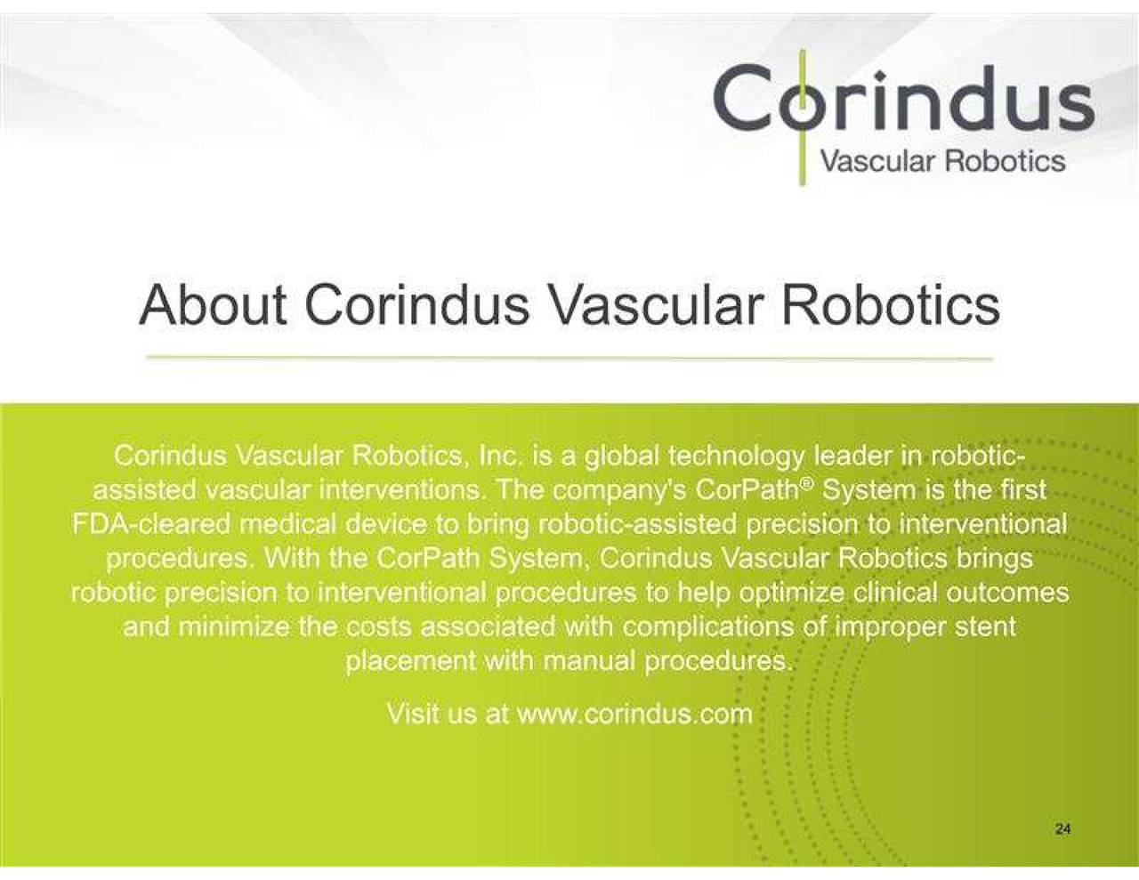 Corindus Vascular Robotics (CVRS) Investor Presentation - Slideshow ...