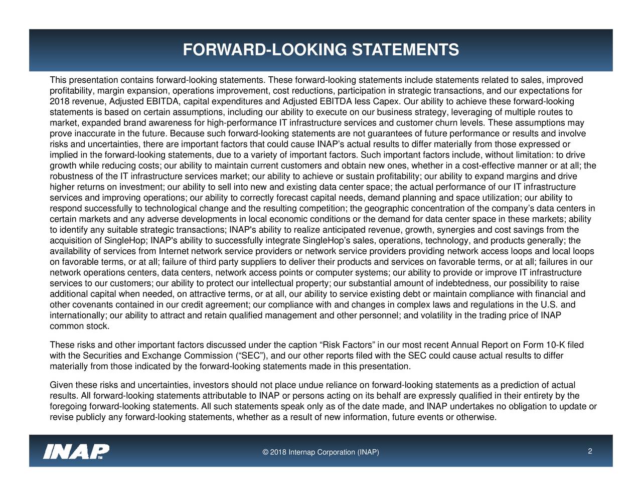 Internap Network Services Corporation 2018 Q1 - Results - Earnings Call ...