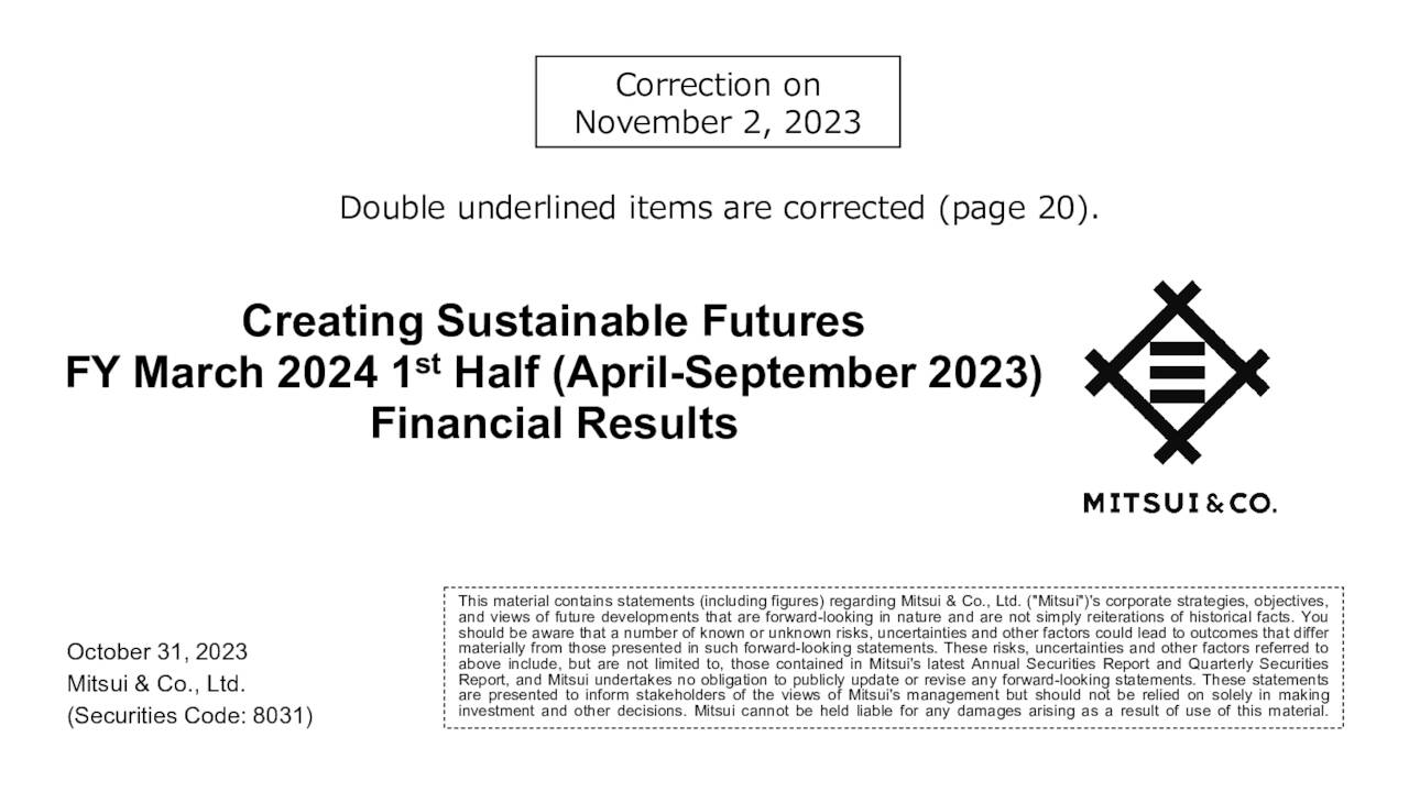 Mitsui & Co., Ltd. 2024 Q2 - Results - Earnings Call Presentation (OTCMKTS:MITSY) | Seeking Alpha