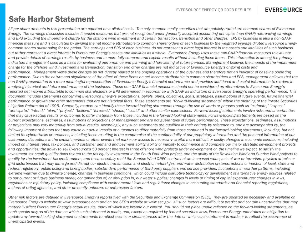 Eversource Energy 2023 Q3 - Results - Earnings Call Presentation (NYSE:ES) | Seeking Alpha