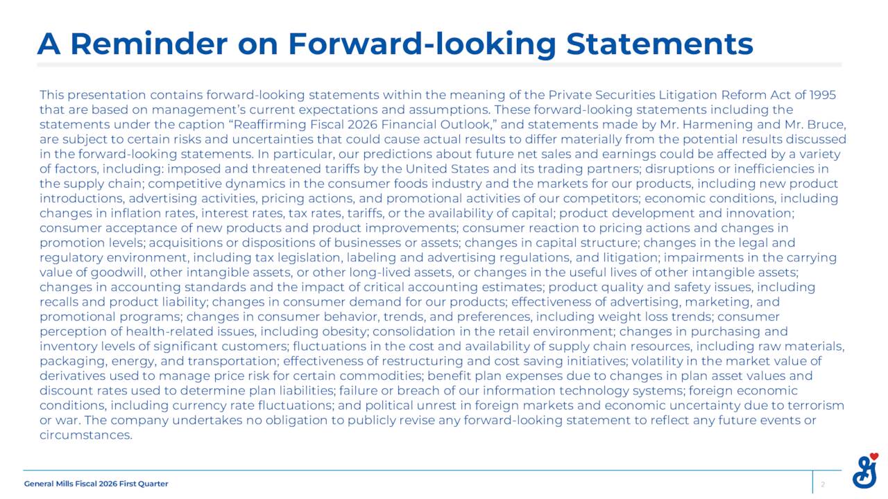 General Mills, Inc. 2026 Q1 - Results - Earnings Call Presentation (NYSE:GIS) 2025-09-17 ...