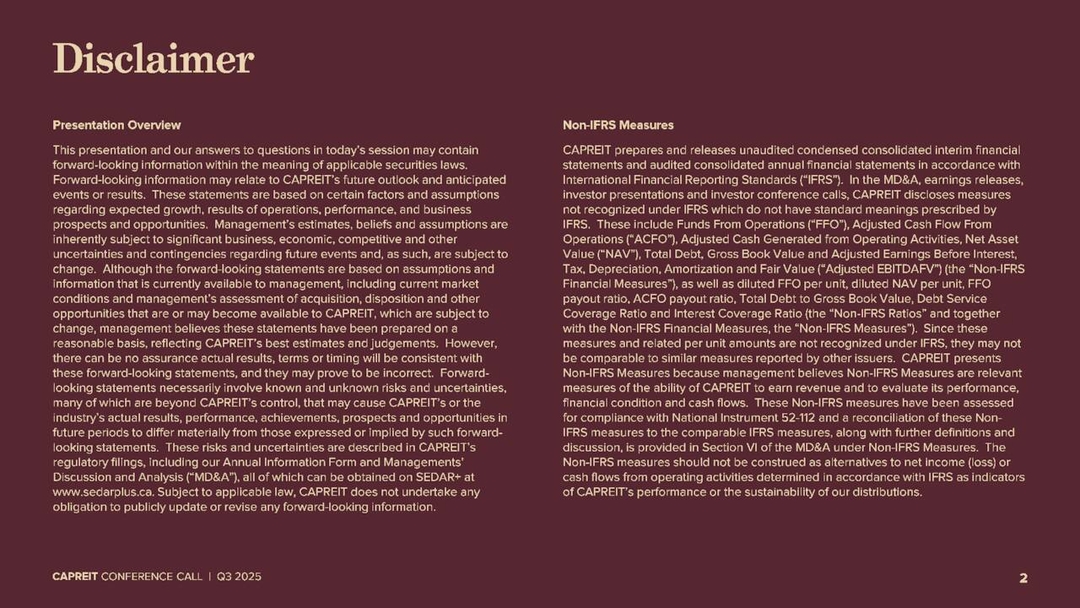 Canadian Apartment Properties Real Estate Investment Trust 2025 Q3 ...