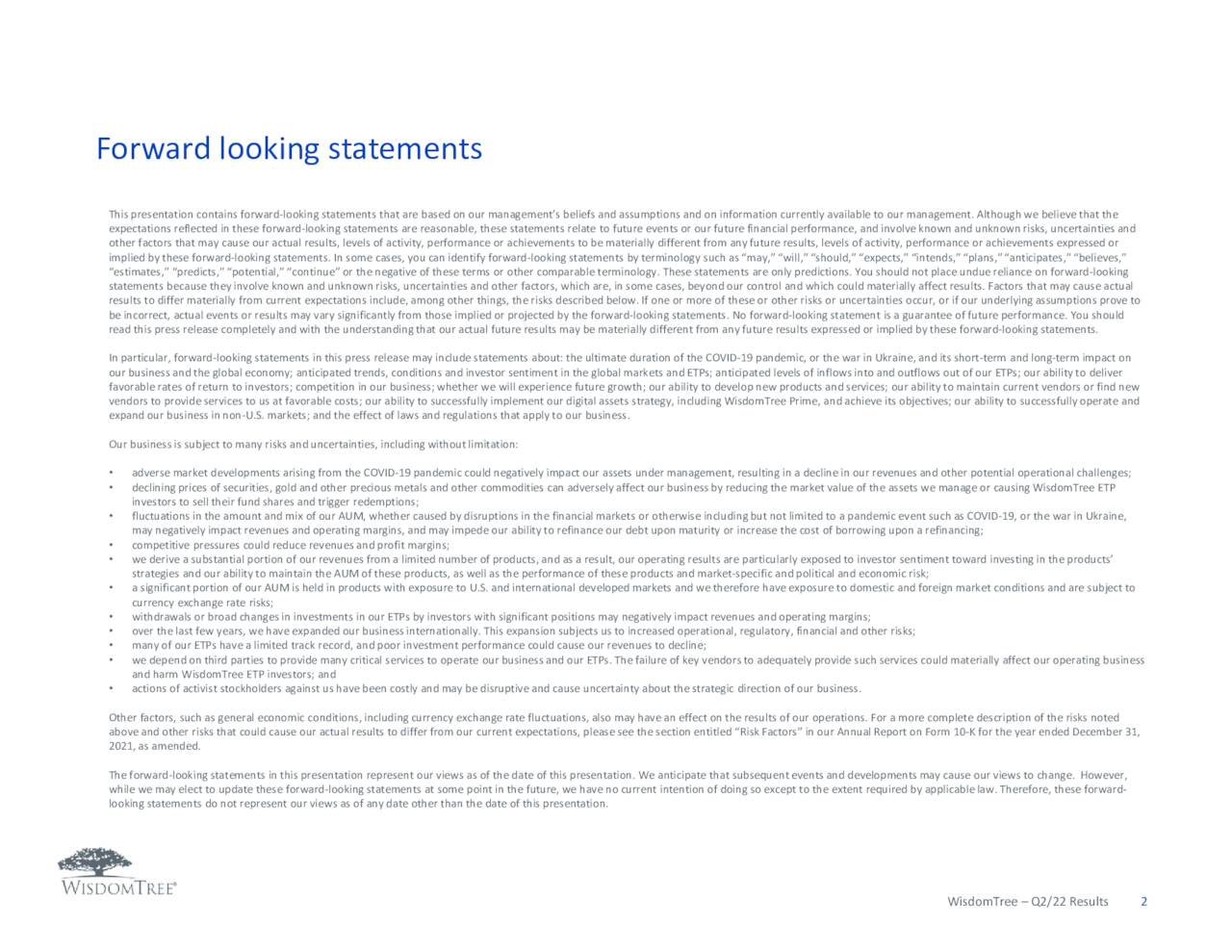 WisdomTree Investments, Inc. 2022 Q2 - Results - Earnings Call ...