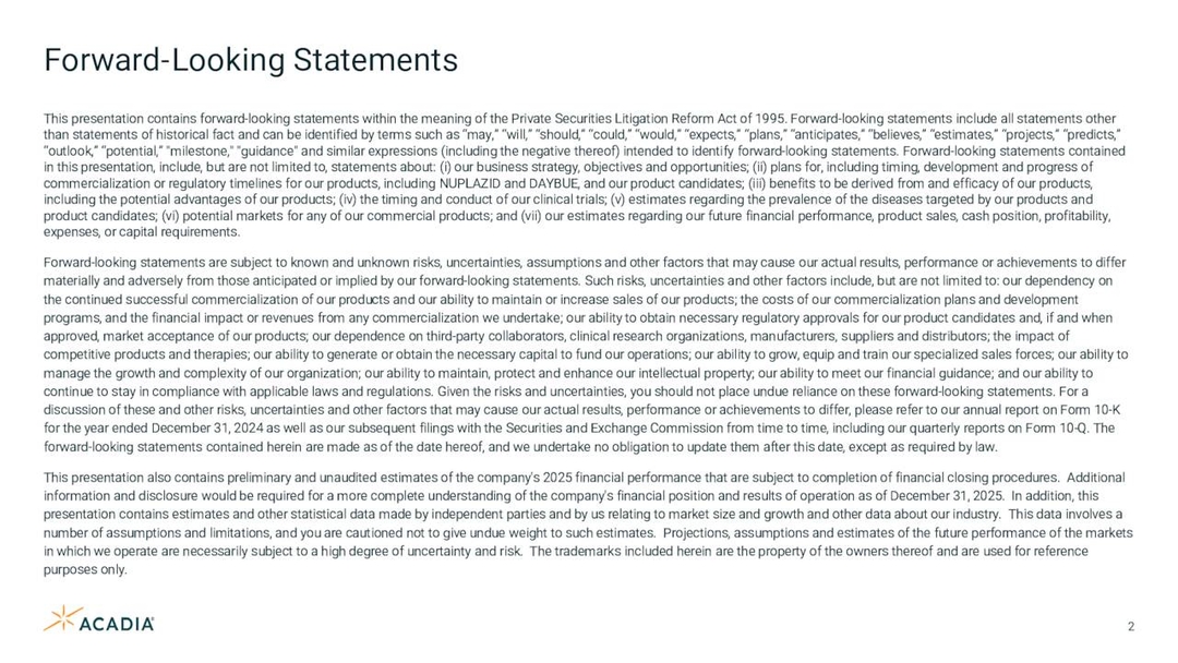 44th Annual J.P. Morgan Healthcare Conference (NASDAQ:ACAD) 2026-01-13 ...