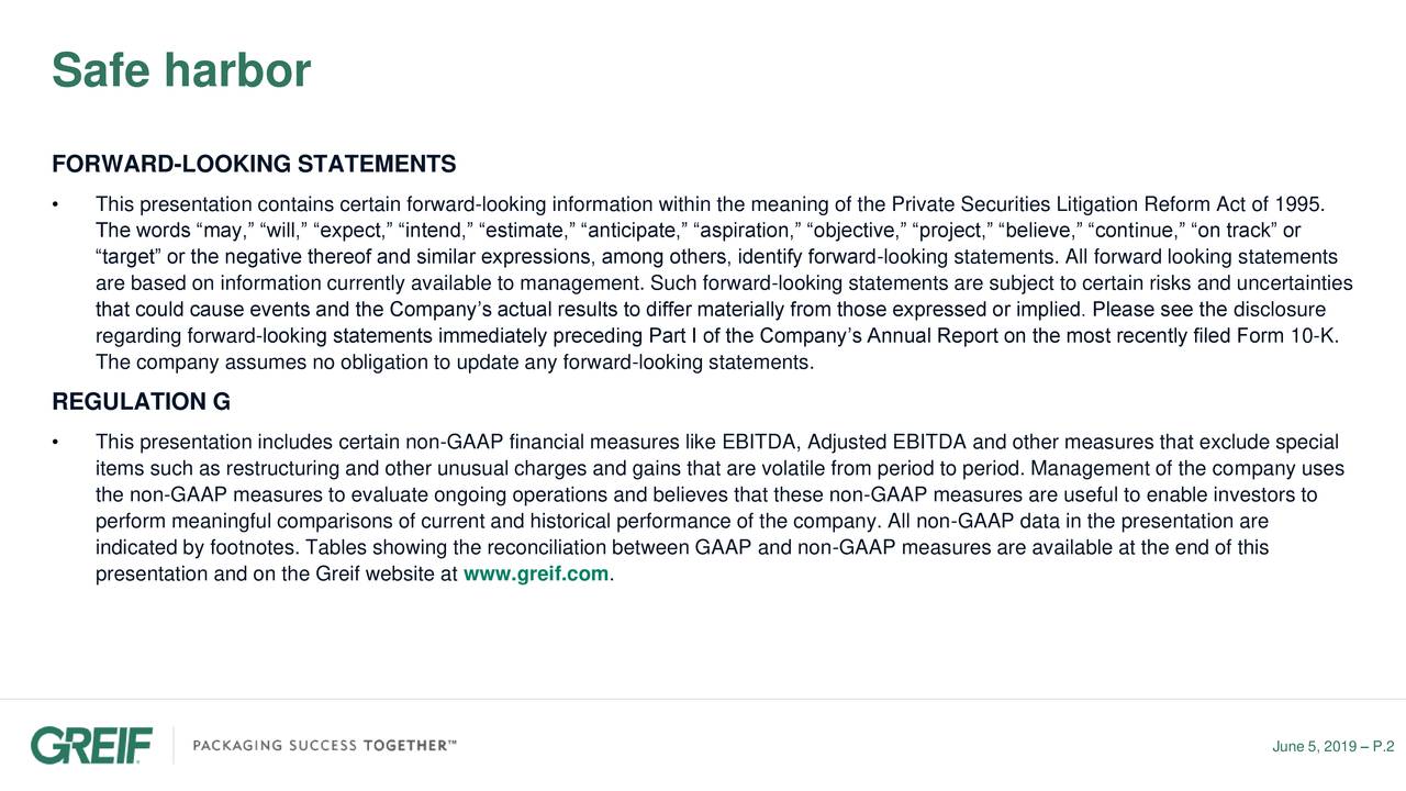 Greif, Inc. 2019 Q2 - Results - Earnings Call Slides (NYSE:GEF ...