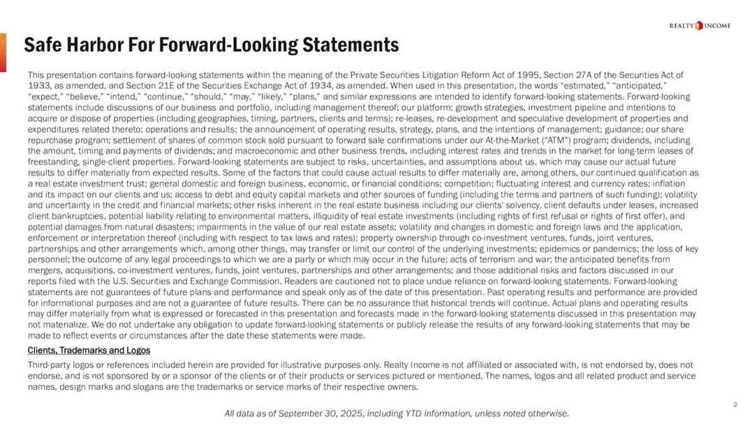 Realty Income Corporation 2025 Q3 - Results - Earnings Call Presentation (NYSE:O) 2025-11-03 ...
