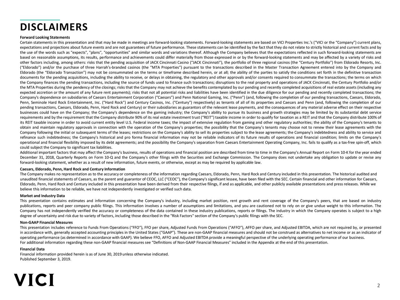 Vici Properties (VICI) Investor Presentation - Slideshow (NYSE:VICI) | Seeking Alpha