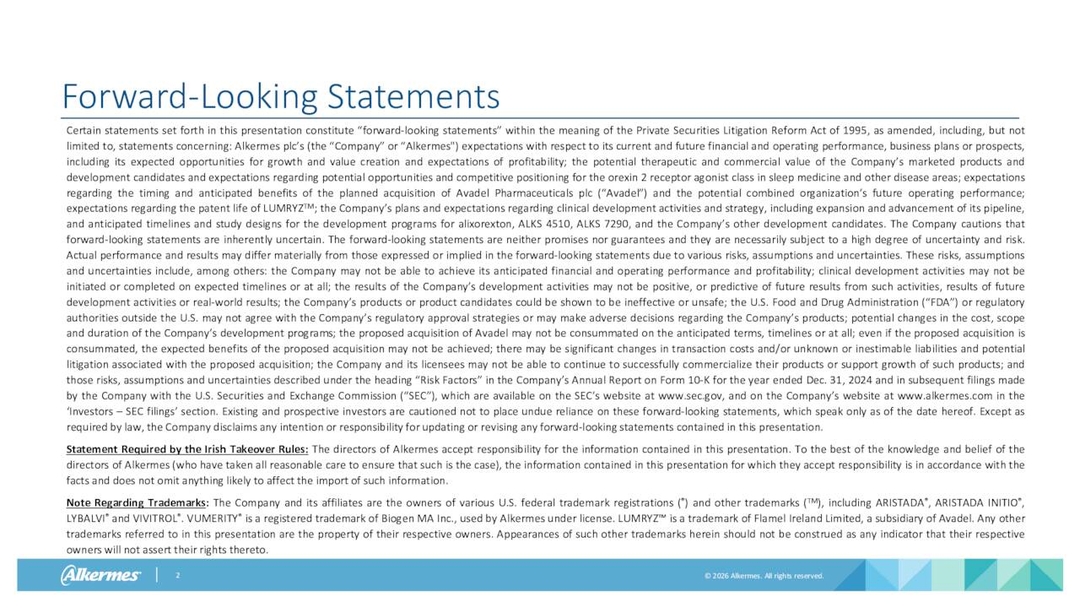 44th Annual J.P. Morgan Healthcare Conference (NASDAQ:ALKS) 2026-01-13 ...