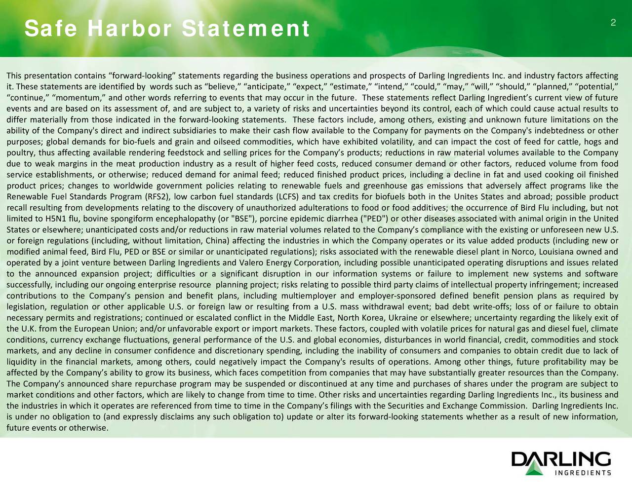 Darling Ingredients Inc. 2016 Q3 - Results - Earnings Call Slides (NYSE:DAR) | Seeking Alpha