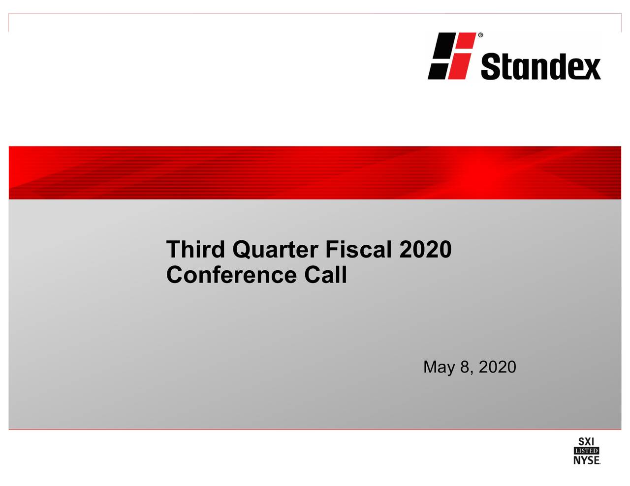Standex International Corporation 2020 Q3 - Results - Earnings Call Presentation (NYSE:SXI ...