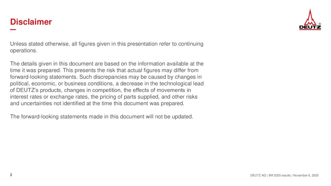 DEUTZ Aktiengesellschaft 2025 Q3 - Results - Earnings Call Presentation (OTCMKTS:DEUZF) 2025-11 ...