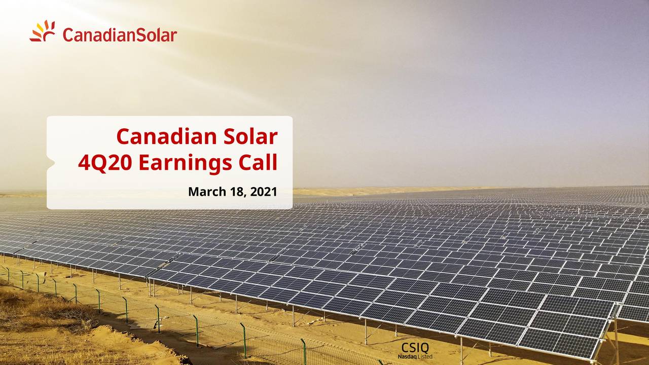 Canadian Solar Inc. 2020 Q4 - Results - Earnings Call Presentation ...