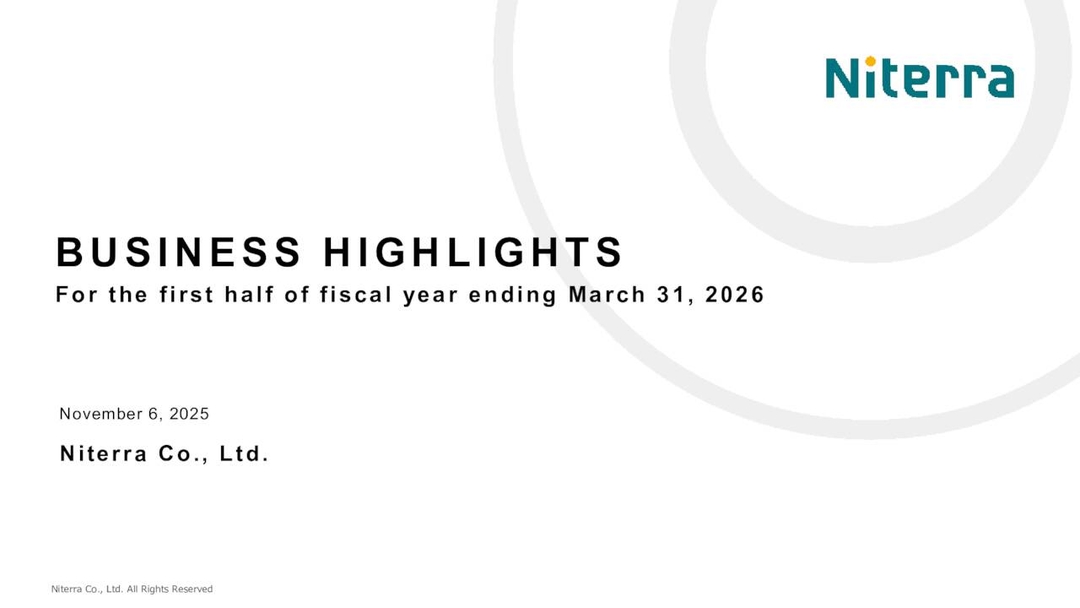 Niterra Co., Ltd. 2026 Q2 - Results - Earnings Call Presentation ...
