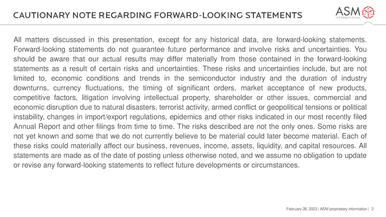 ASM International NV 2022 Q4 - Results - Earnings Call Presentation (OTCMKTS:ASMIY) | Seeking Alpha