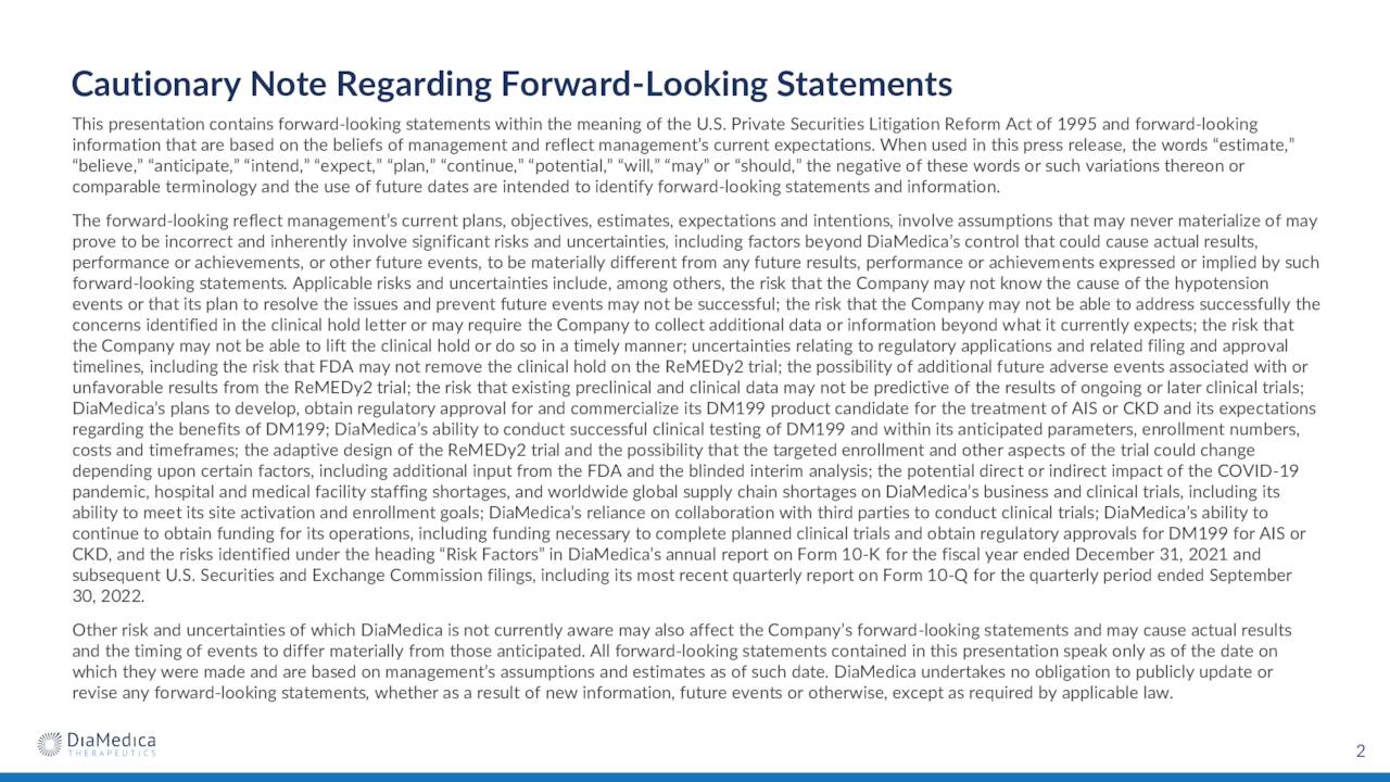DiaMedica Therapeutics (DMAC) Investor Presentation - Slideshow (NASDAQ ... DiaMedica Therapeutics (DMAC) Investor Presentation - Slideshow (NASDAQ ...