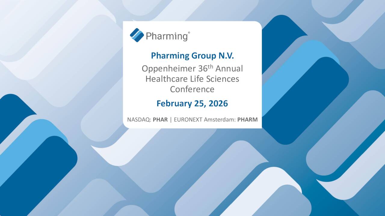 Pharming Group N.V. (PHAR) Presents at Oppenheimer 36th Annual ...
