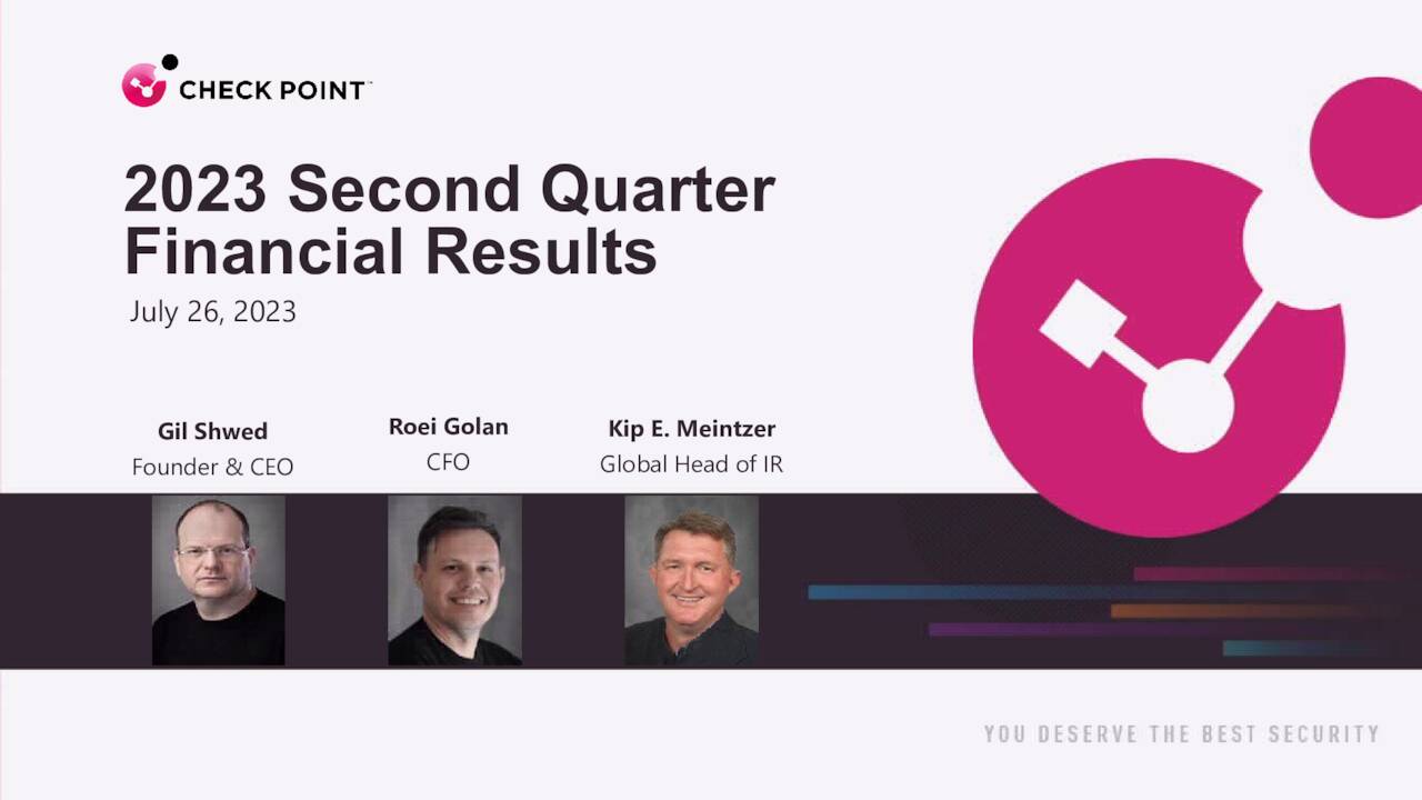 Check Point Software Technologies Ltd. 2023 Q2 - Results - Earnings ...