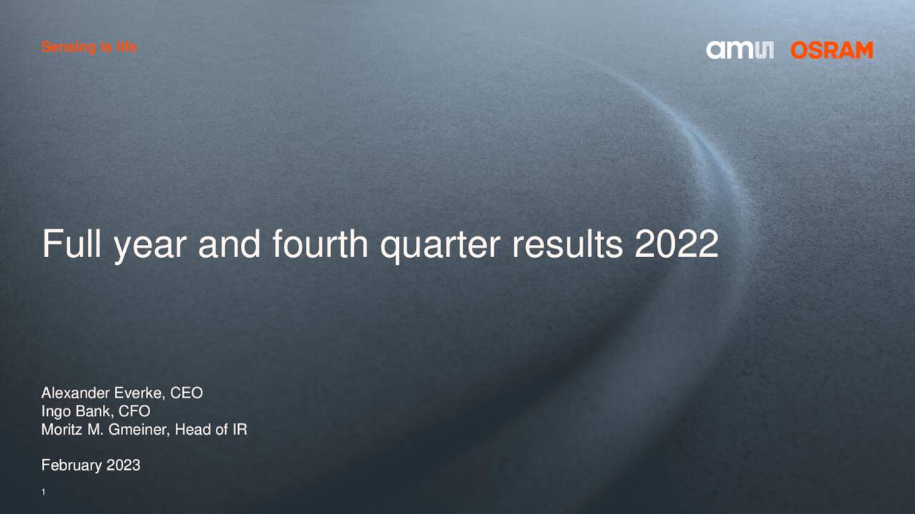 ams-OSRAM AG 2022 Q4 - Results - Earnings Call Presentation (OTCMKTS:AMSSY) | Seeking Alpha