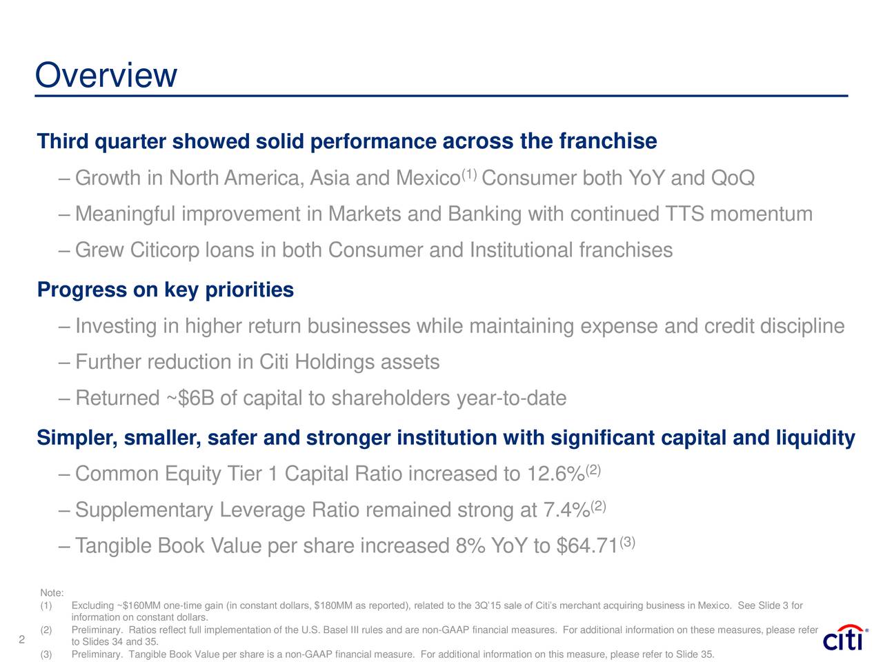 Citigroup Inc. 2016 Q3 - Results - Earnings Call Slides (NYSE:C) | Seeking Alpha