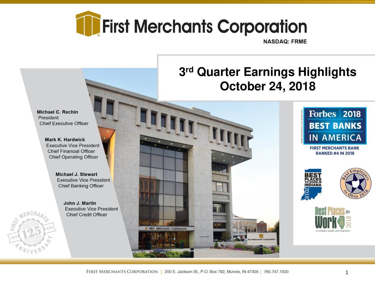 First Merchants Corporation 2018 Q3 - Results - Earnings Call Slides ...