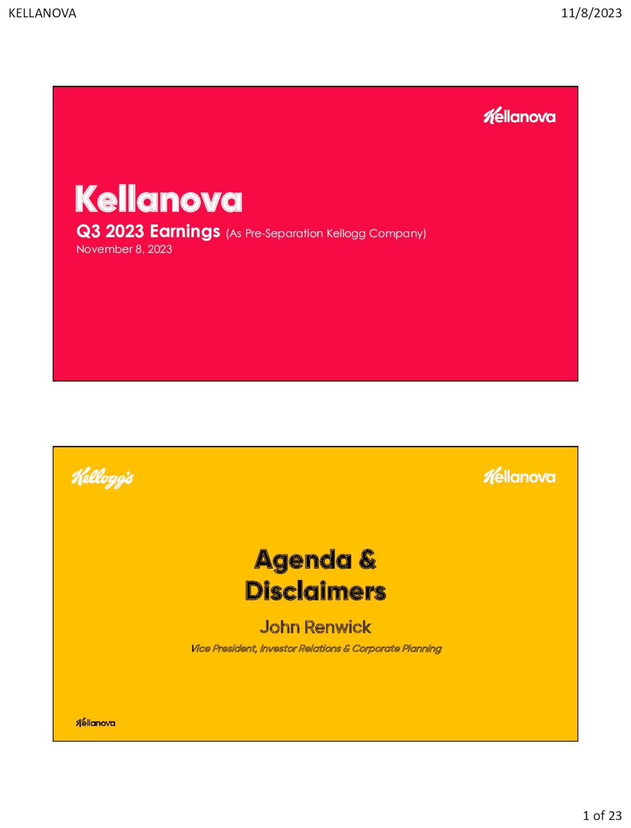 Kellanova 2023 Q3 - Results - Earnings Call Presentation (NYSE:K ...