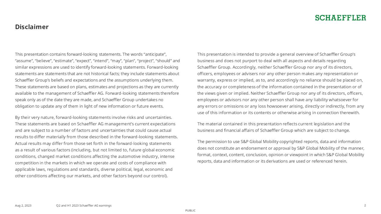 Schaeffler AG 2023 Q2 - Results - Earnings Call Presentation (OTCMKTS:SFFLY) | Seeking Alpha