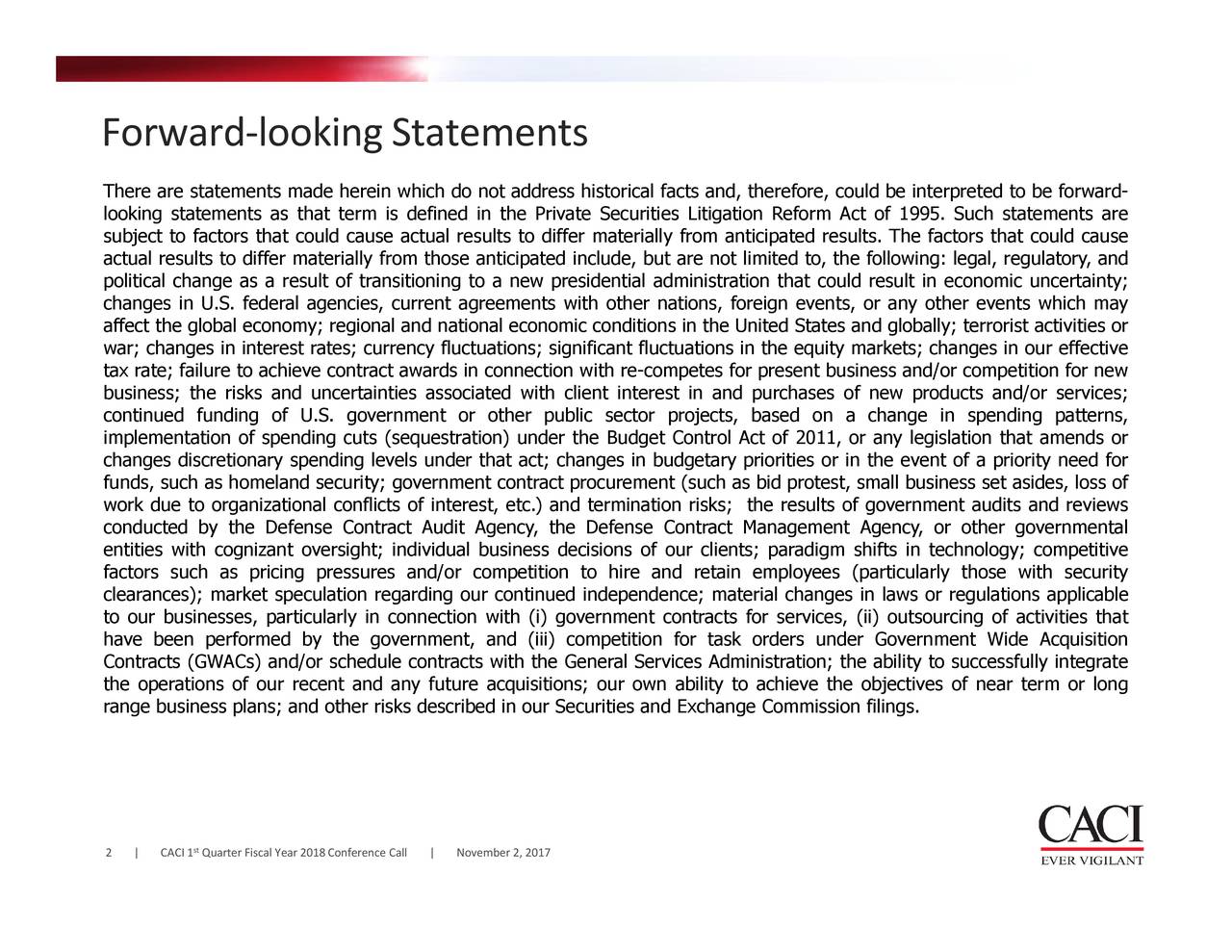 CACI International Inc 2018 Q1 - Results - Earnings Call Slides (NYSE ...