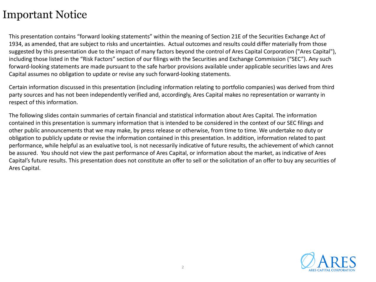 Ares Capital 2019 Q3 - Results - Earnings Call Presentation (NASDAQ ...