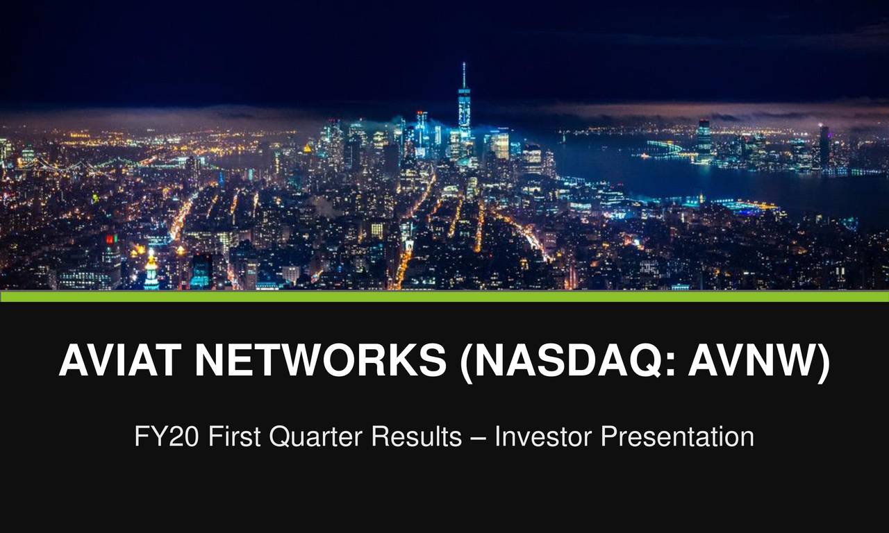 Aviat Networks, Inc. 2020 Q1 - Results - Earnings Call Presentation ...